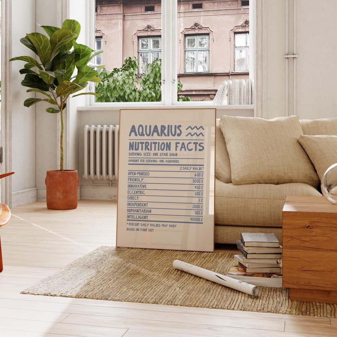 Aquarius Print Zodiac Poster Star Sign Wall Art Aquarius Wall Art ...