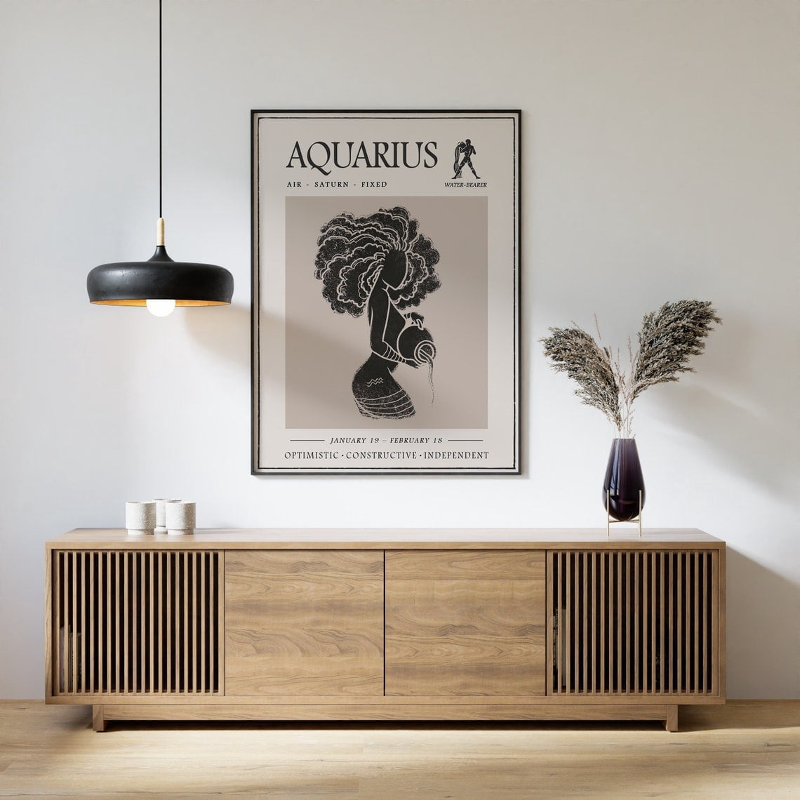 Aquarius Star Sign Zodiac Art Print Boho Bedroom Decor UNFRAMED PAPER ...