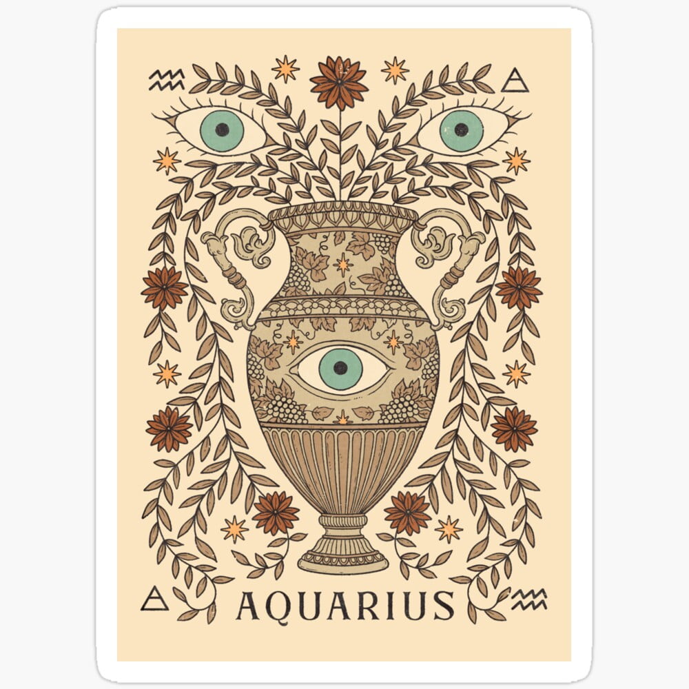 Aquarius Sticker Phone Decal Water Bottle Stickers Car Decals, Laptop ...