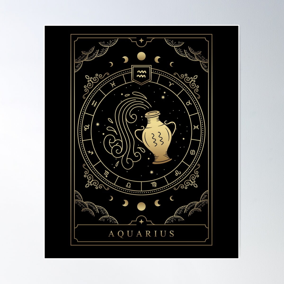 Aquarius Tarot Card Zodiac Poster Wall Art, Modern Wall Decor For ...