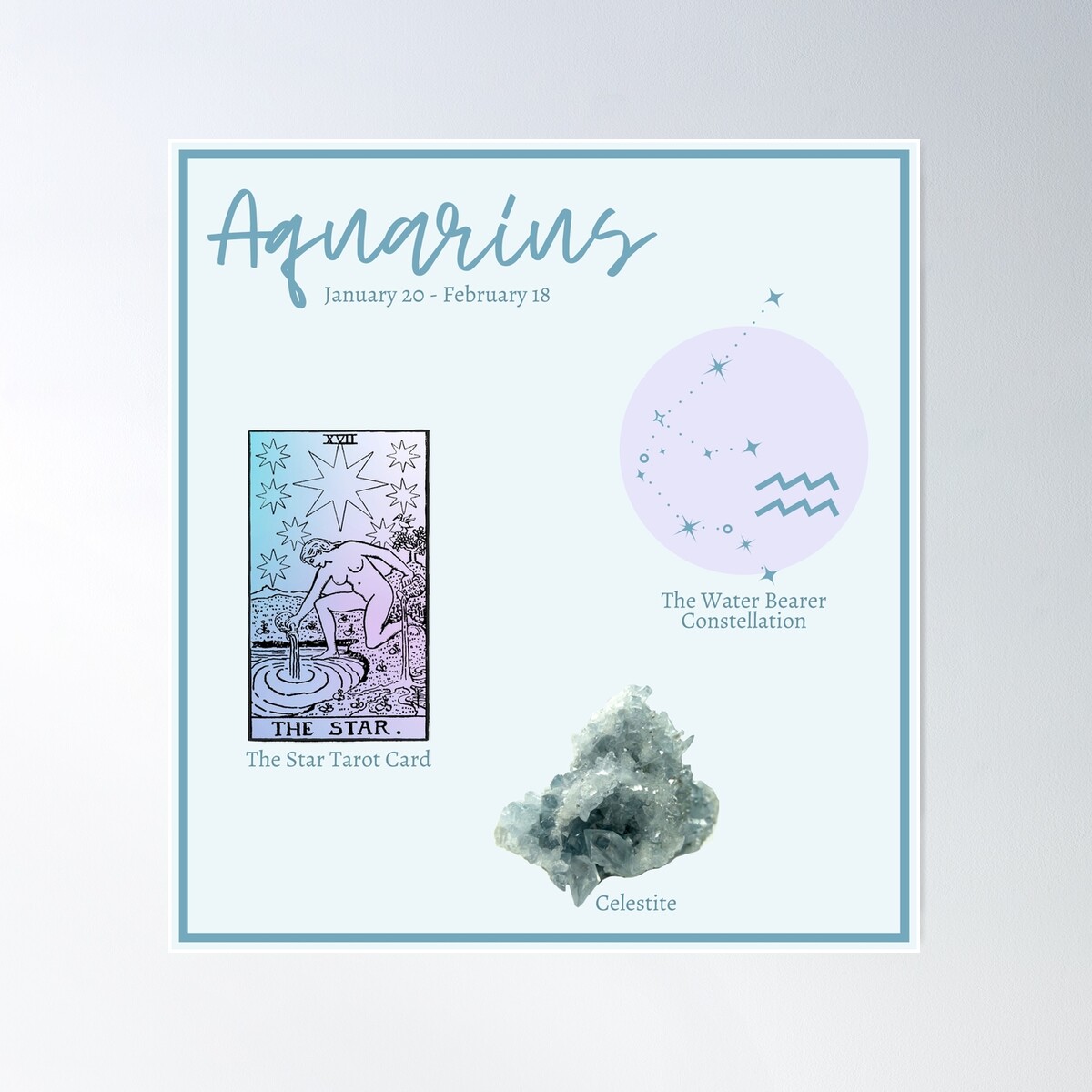 Aquarius Tarot Crystal Poster Wall Art, Modern Wall Decor For Living ...