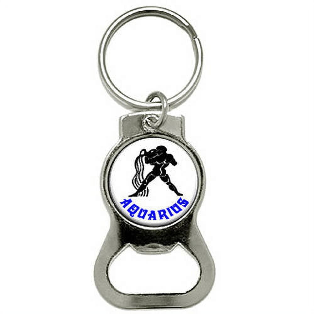 Aquarius The Water-Bearer Zodiac Horoscope Bottle Cap Opener Keychain ...