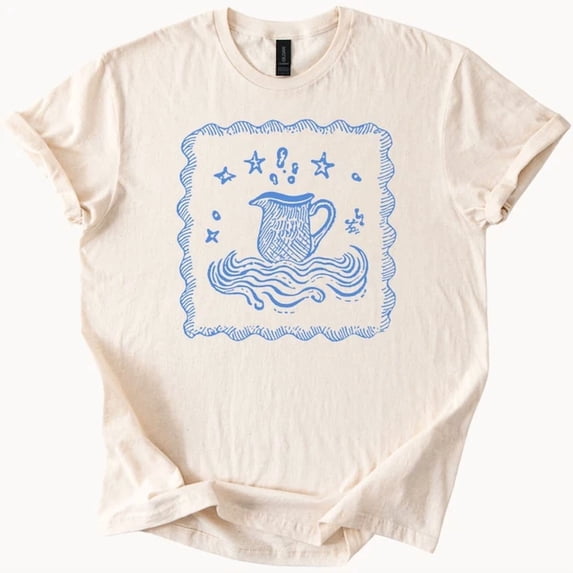 Aquarius Water Pitcher Graphic Shirt Blue Astrology Star Sign Tee Size ...