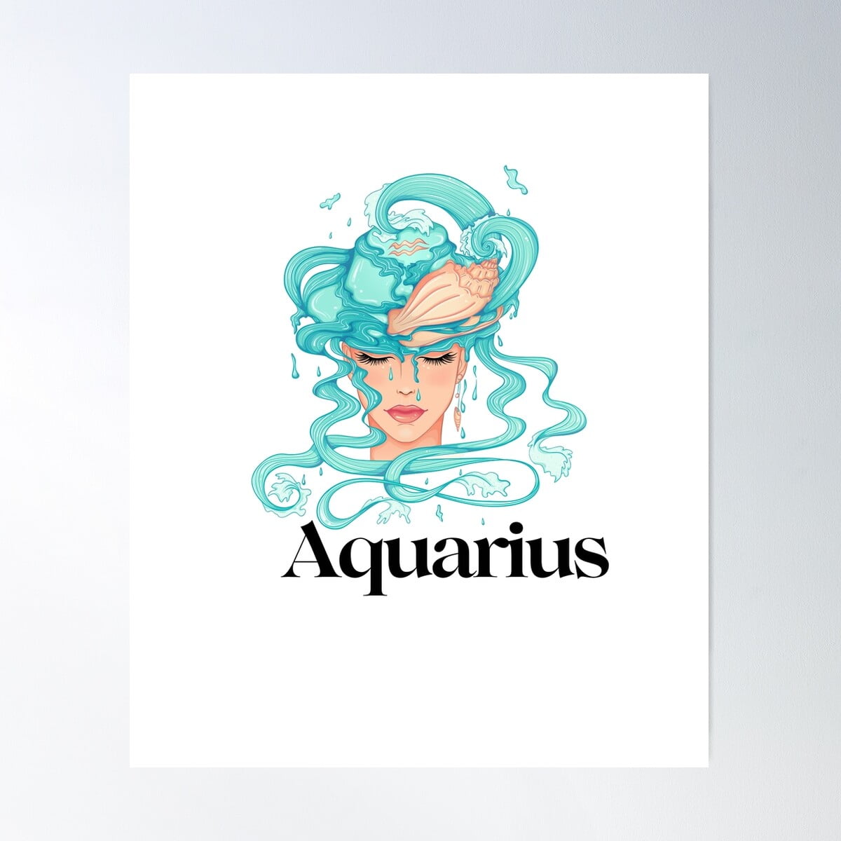 Aquarius Zodiac Art – Futuristic Aquarius Aesthetics Poster Wall Art ...