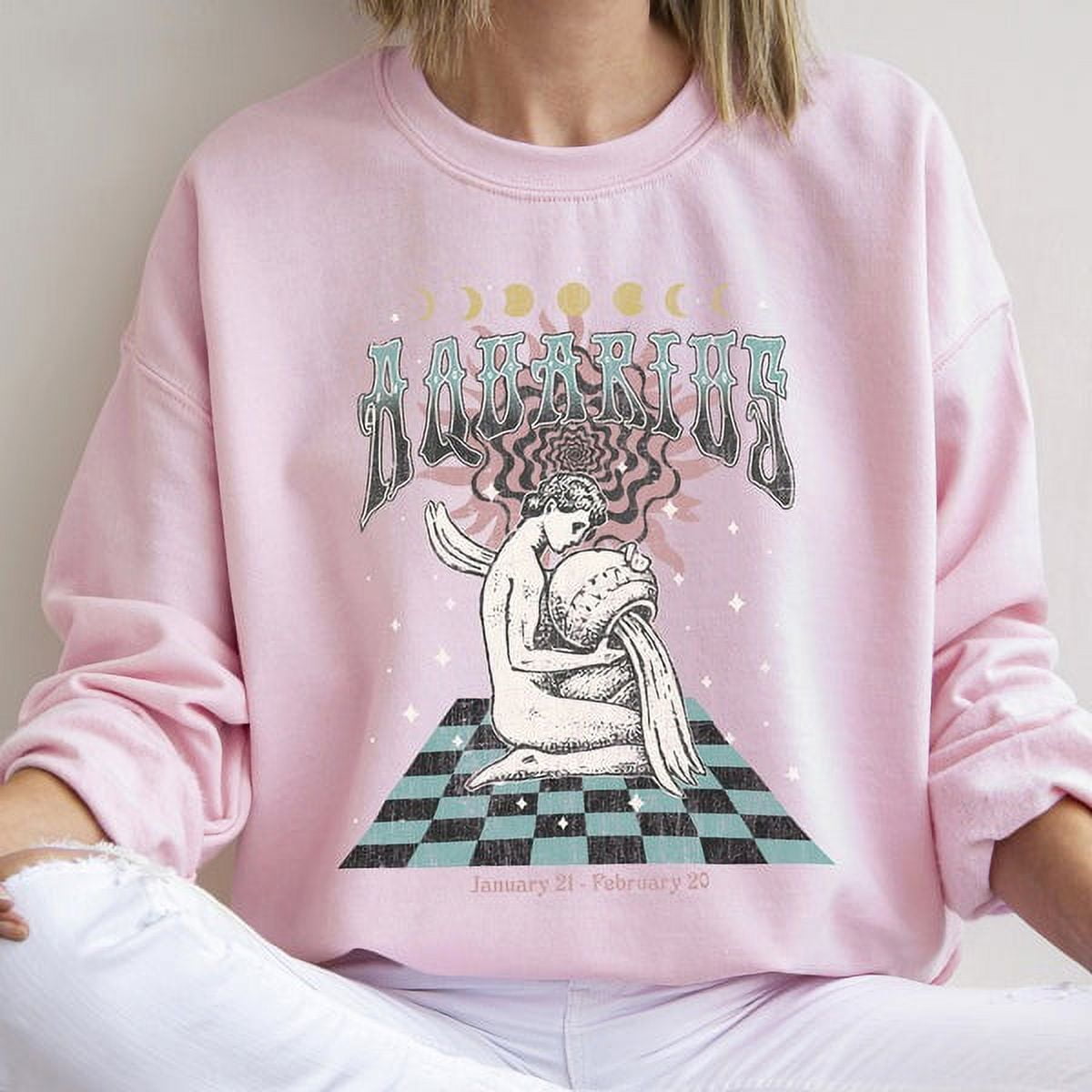 Aquarius Zodiac, Astrology, Horoscope Sweatshirt LIGHT PINK - Walmart.com