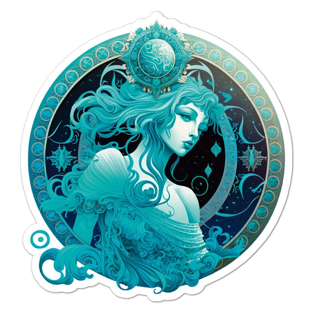 Aquarius Zodiac Astrology Sticker Indoor Outdoor Phone Decal Water ...
