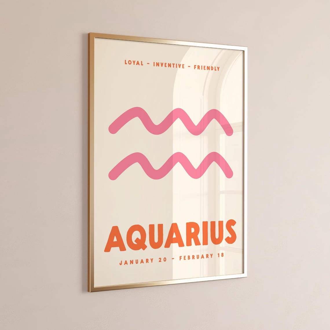 Aquarius Zodiac Preppy Pink Wall Art, Unframed Paper Print Size 8x12 ...