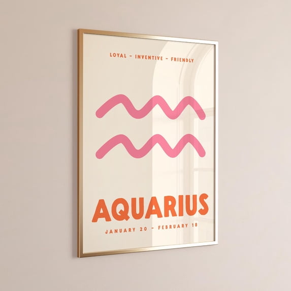Aquarius Zodiac Preppy Pink Wall Art, Unframed Paper Print Size 8x12 ...