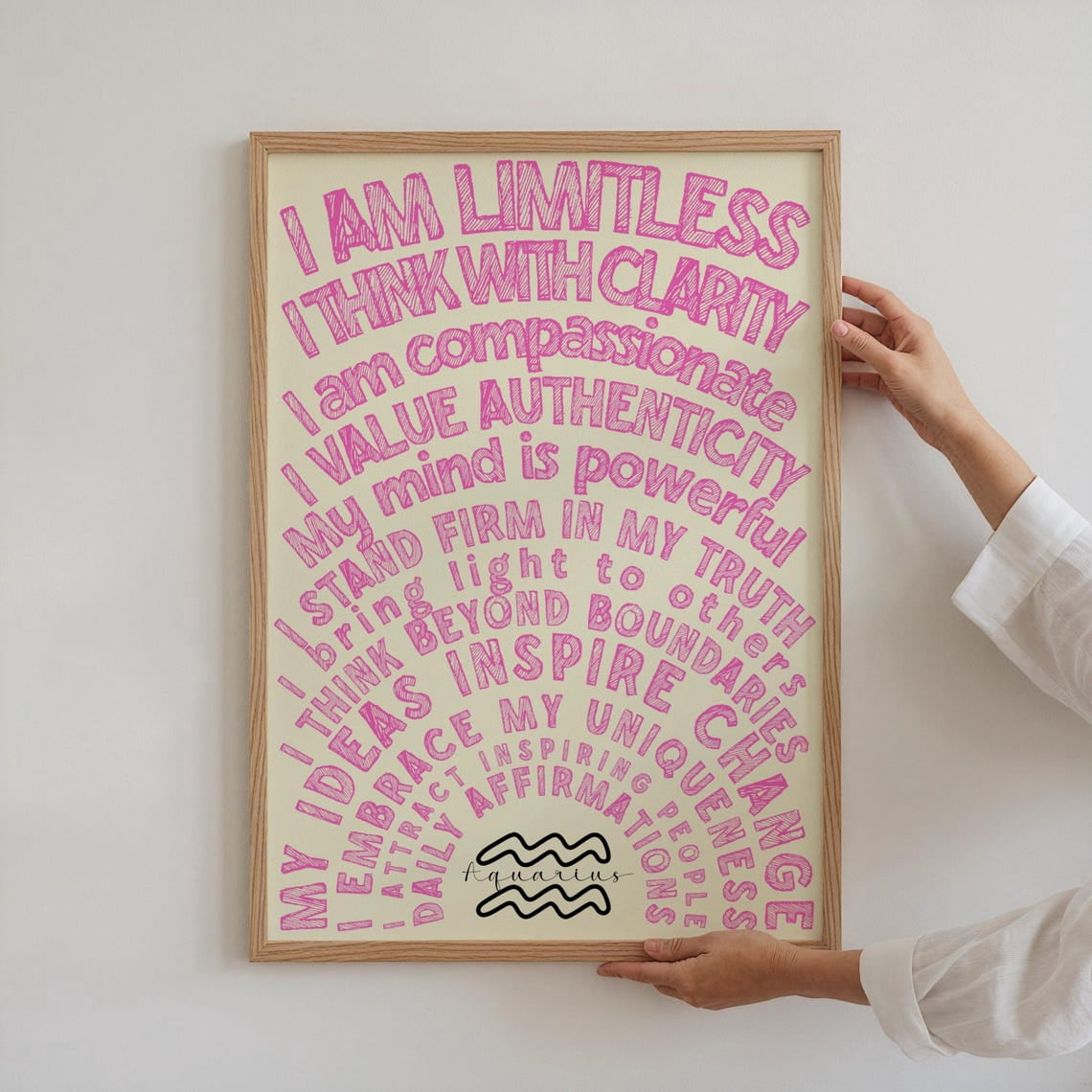 Aquarius Zodiac Sign Daily Affirmations Wall Art Horoscope Motivational ...