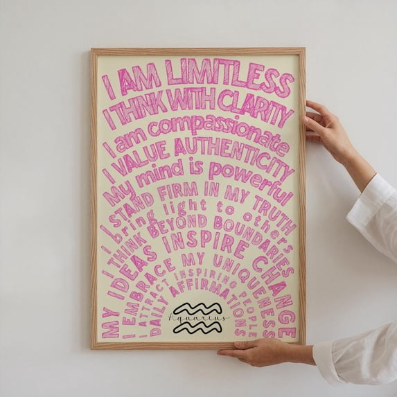 Aquarius Zodiac Sign Daily Affirmations Wall Art Horoscope Motivational ...