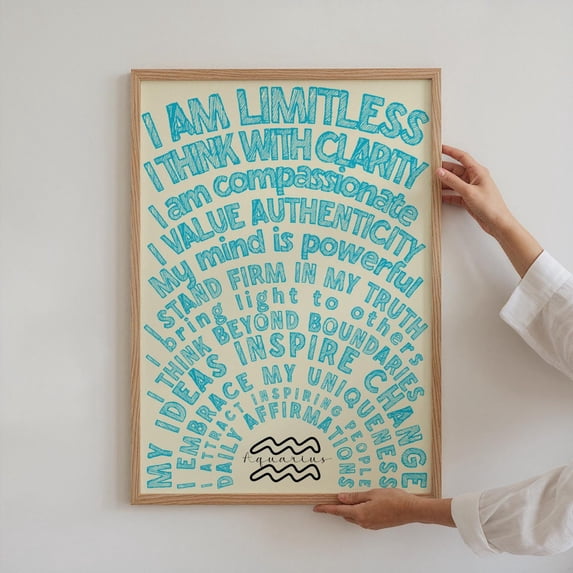 Aquarius Zodiac Sign Horoscope Poster Positive Affirmation Art Unframed ...