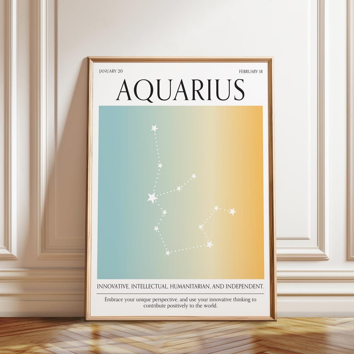 Aquarius Zodiac Sign Poster - Vibrant Astrology Art - Aura Gradient ...