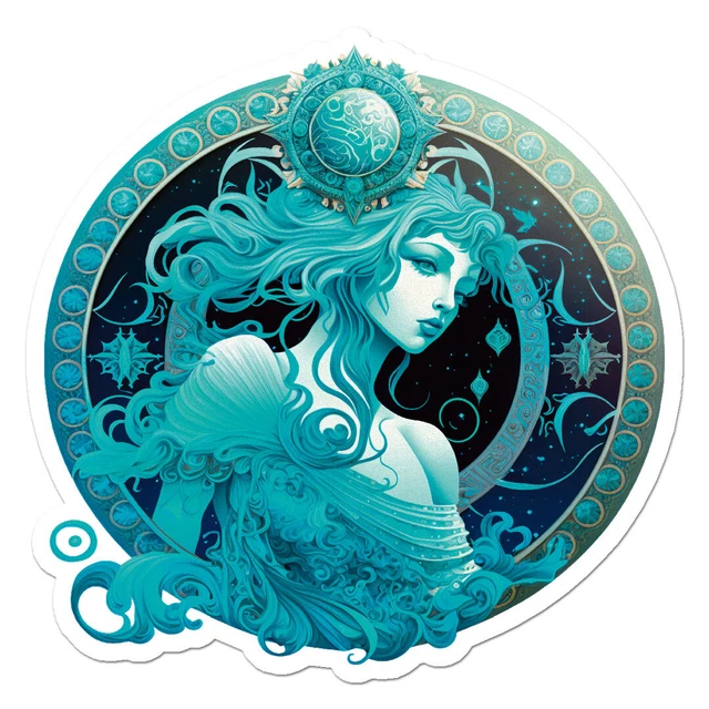 Aquarius Zodiac Sign Sticker Phone Decal Water Bottle Stickers Car ...