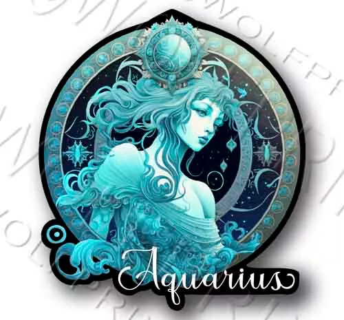 Aquarius Zodiac Sign Sticker Phone Decal Water Bottle Stickers Car ...