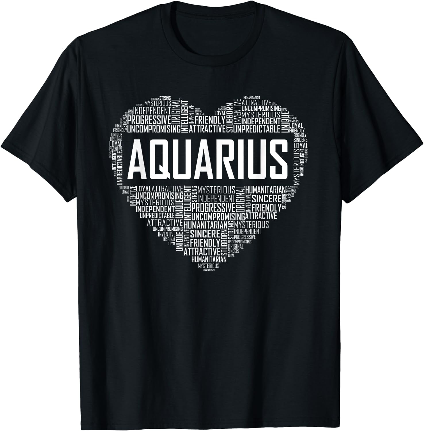 Aquarius Zodiac Traits Horoscope Astrology Sign Gift Heart T-Shirt ...