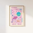 Aquarius Zodiac Trendy Astrology Pink Retro Star Sign Wall Art Unframed ...