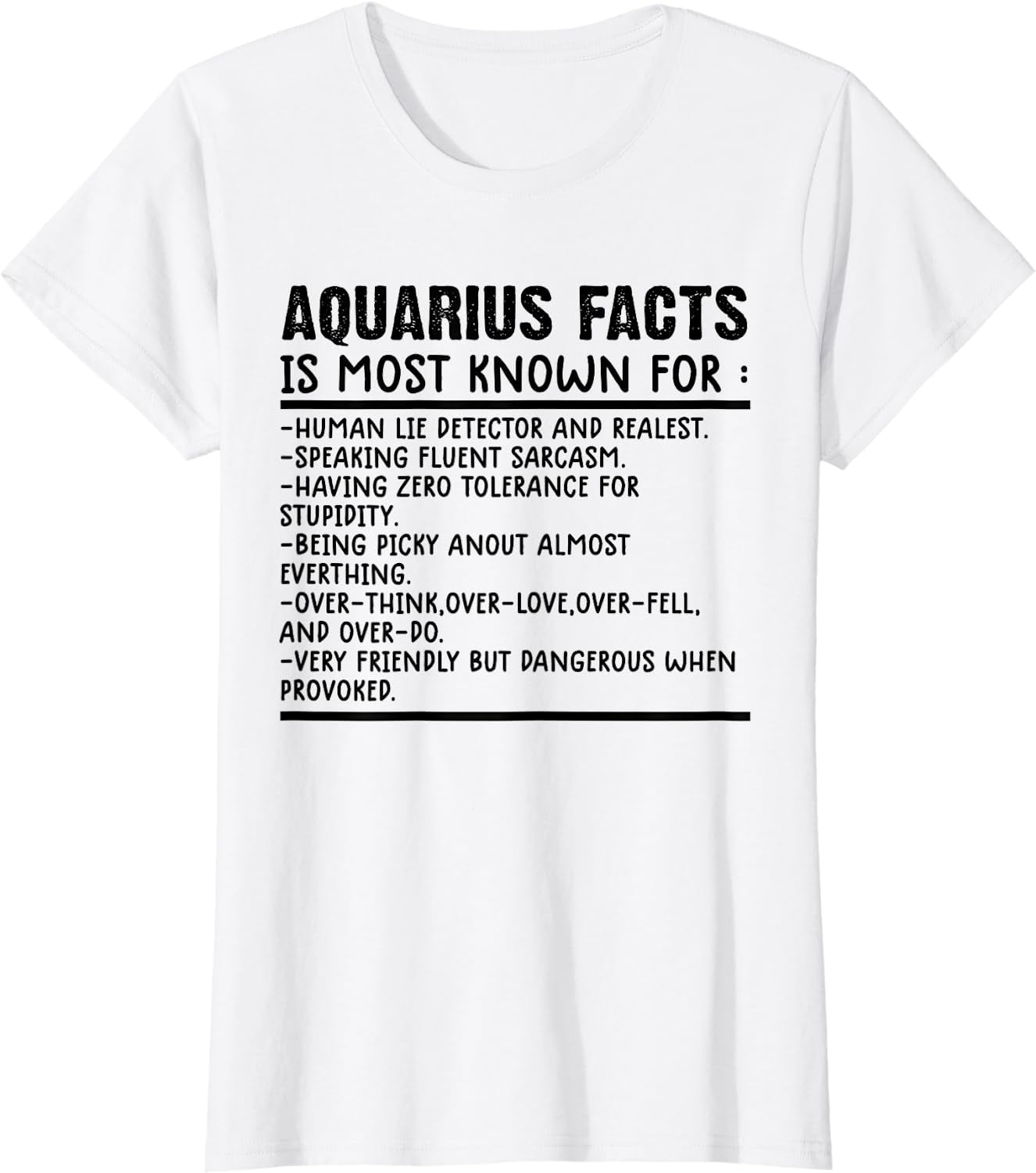 Aquarius facts shirt Funny Aquarius Birthday Zodiac humor T-Shirt ...