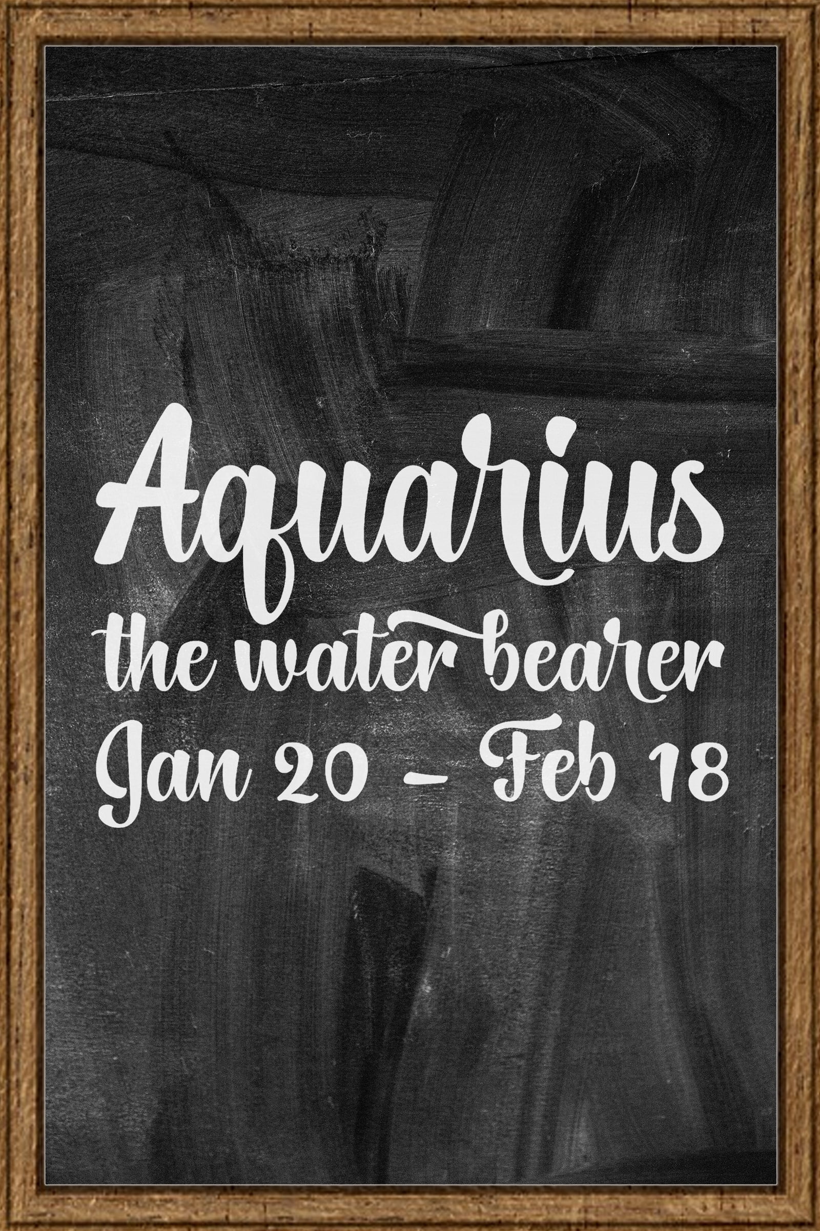 Aquarius the water bearer Jan 20-Feb 18 cursive zodiac astrology Tin ...