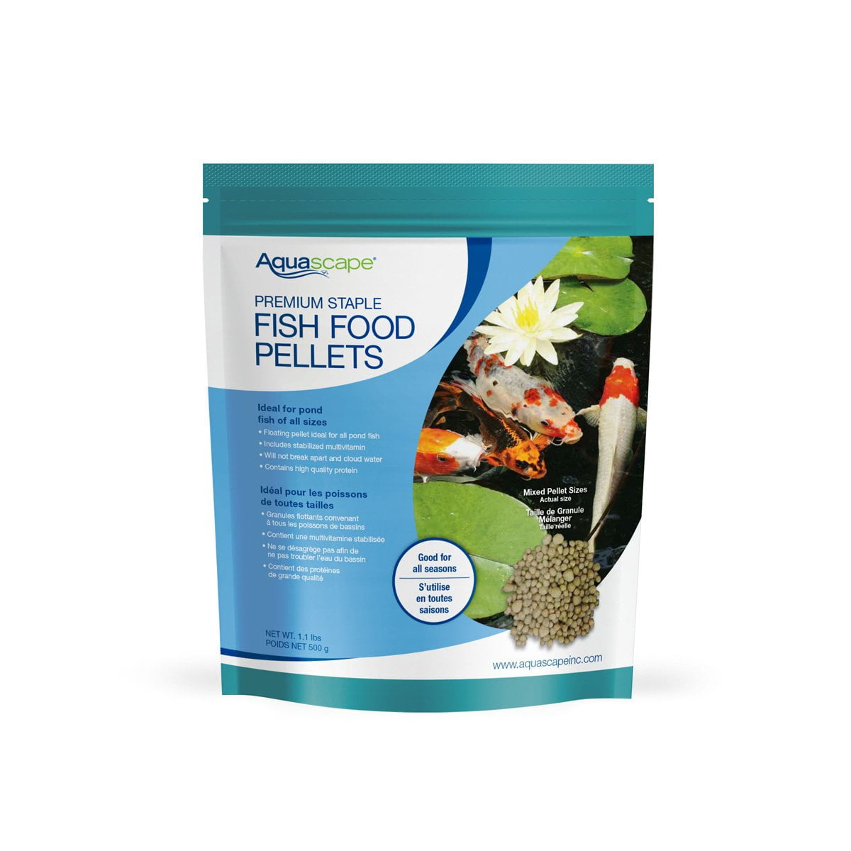 Aquascape Premium Staple Pond and Koi Fish Food, Mixed Pellet Size ...