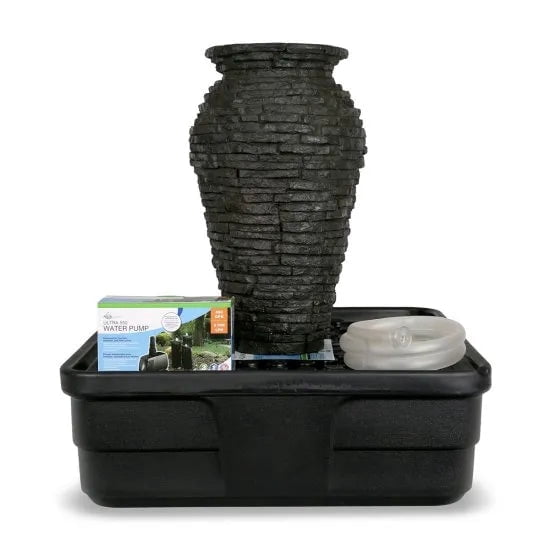 Aquascape 24 inch H (61 cm) Stacked Urn Kit Outdoor Fountain, Slate ...