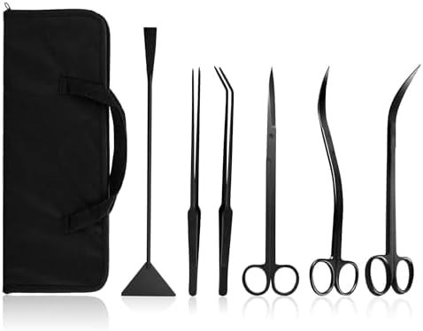 Aquascaping Tools 7 in 1 Kit Aquarium Plant Scissors Tools Set Curved ...