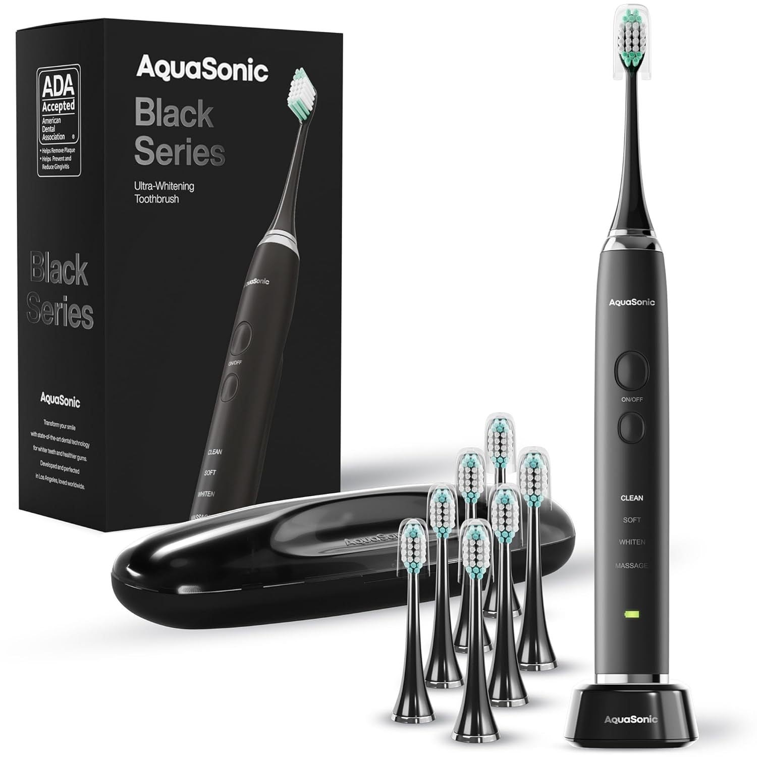 Aquasonic Black Series Ultra Whitening Toothbrush – ADA Accepted ...