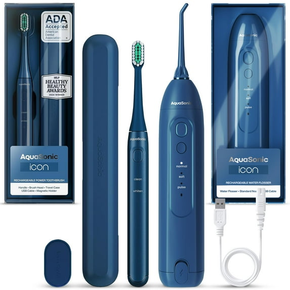 Aquasonic Icon Toothbrush & Water Flosser Bundle (Navy) - Walmart.com