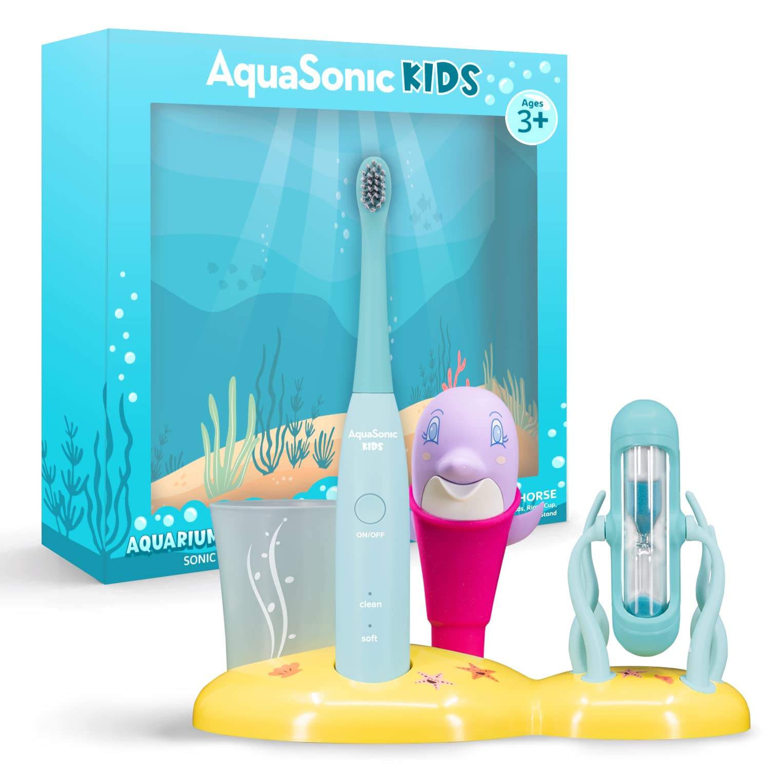 Aquasonic Kids Sonic Electric Toothbrush for Ages 3+ | 2 Brush Heads ...