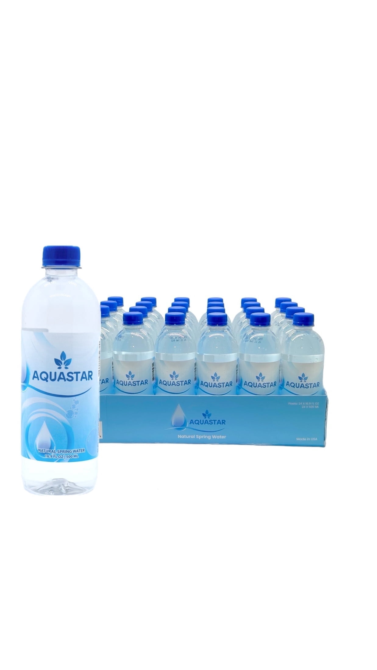 Aquastar Natural Spring Water 16.9 FL OZ Plastic Bottles (Pack of 24 ...
