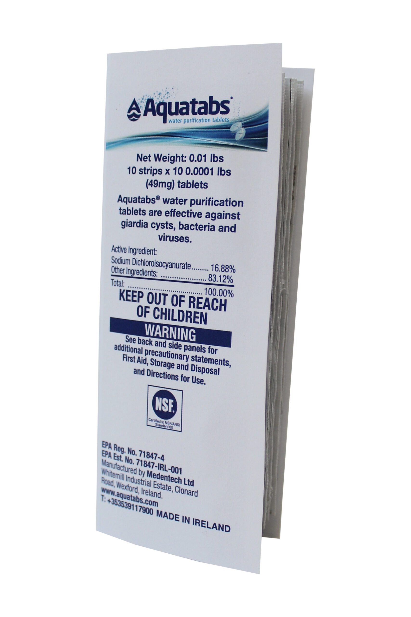 Aquatabs 100 pack Water Purification Tablets. New EPA approved package ...
