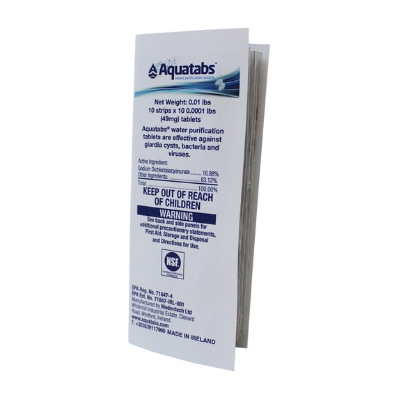 Aquatabs Water Purifier Tablets, 100 Pack - EPA Approved for Drinking ...