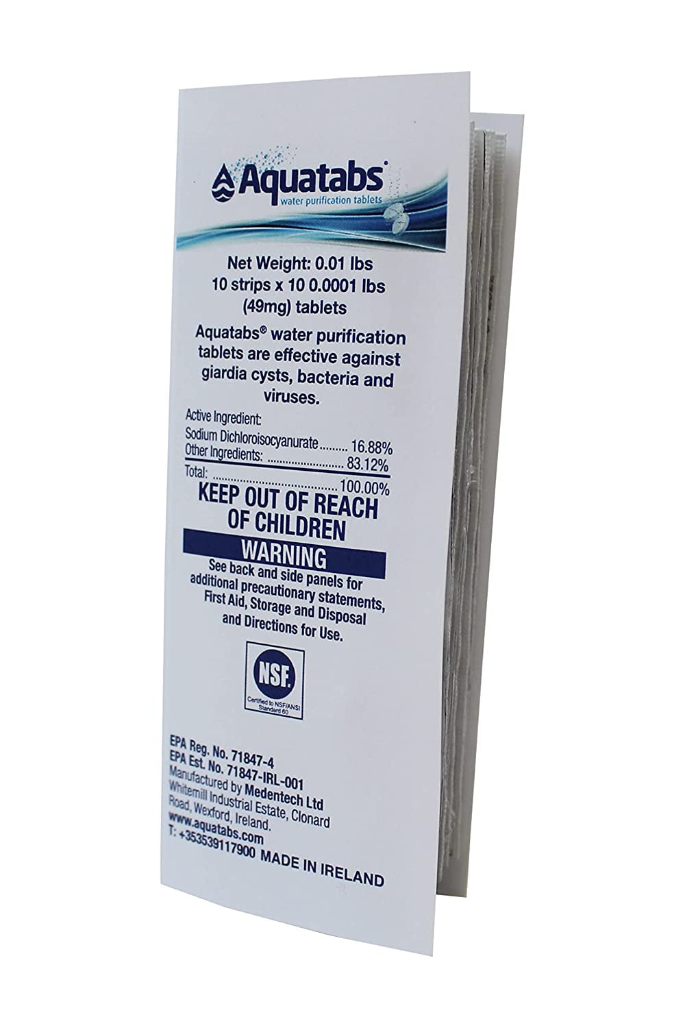 Aquatabs 49mg Water Purification Tablets (100 Pack). Water Filtration ...