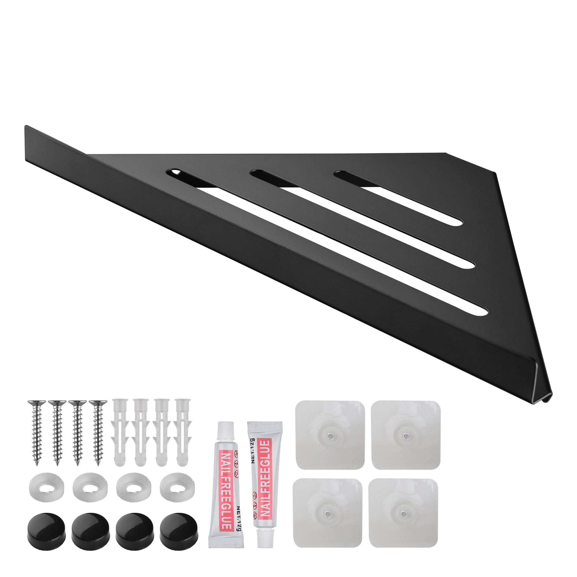 Aquaterior 1-Tier Triangle Bathroom Corner Shelf Storage Rack Shampoo ...