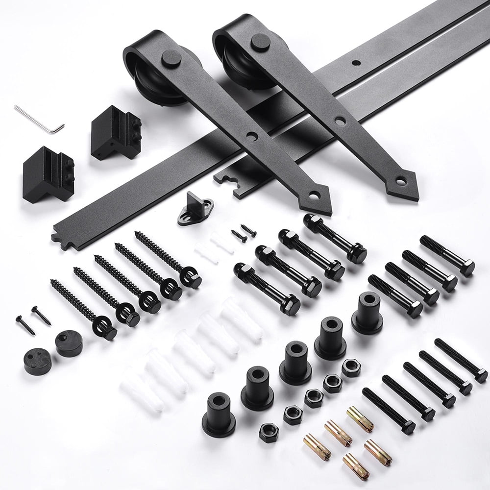 Aquaterior 6.6ft Heavy Duty Sliding Single Barn Door Hardware Track ...