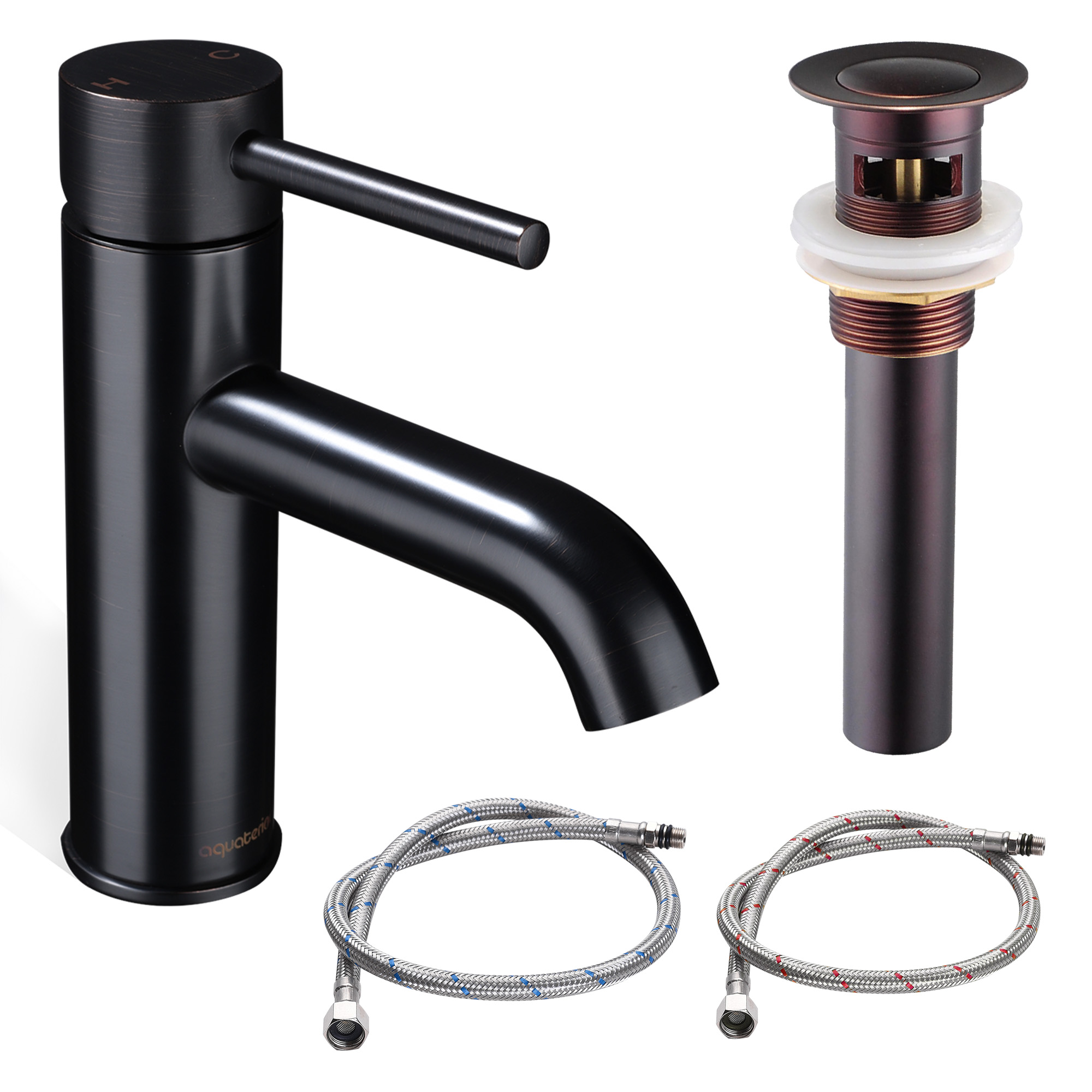Aquaterior Modern 1 Hole Bathroom Sink Faucet Pop Up Oil-Rubbed Bronze ...