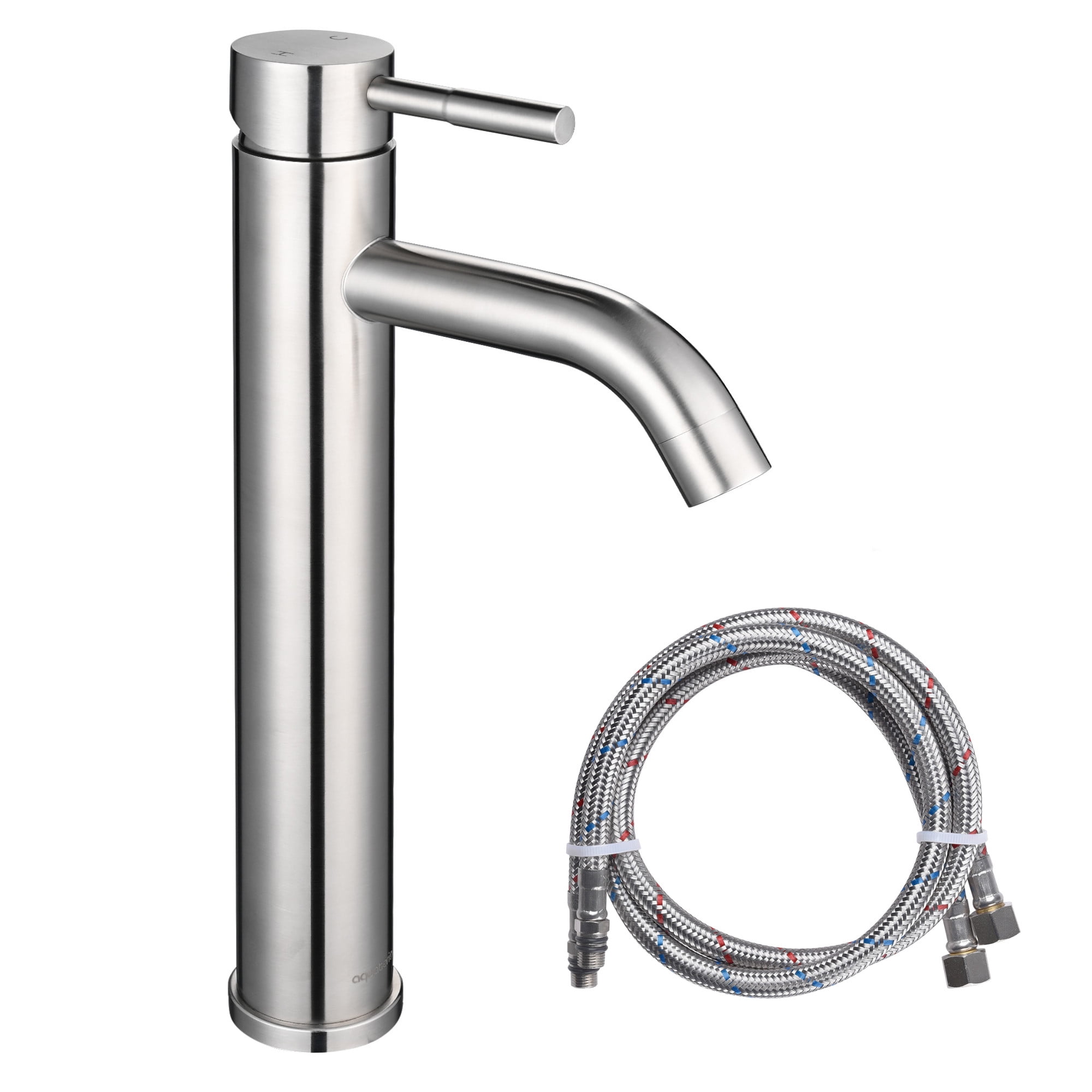 Aquaterior 12 inch Tall Single Handle Bathroom Faucet, Brushed Nickel ...