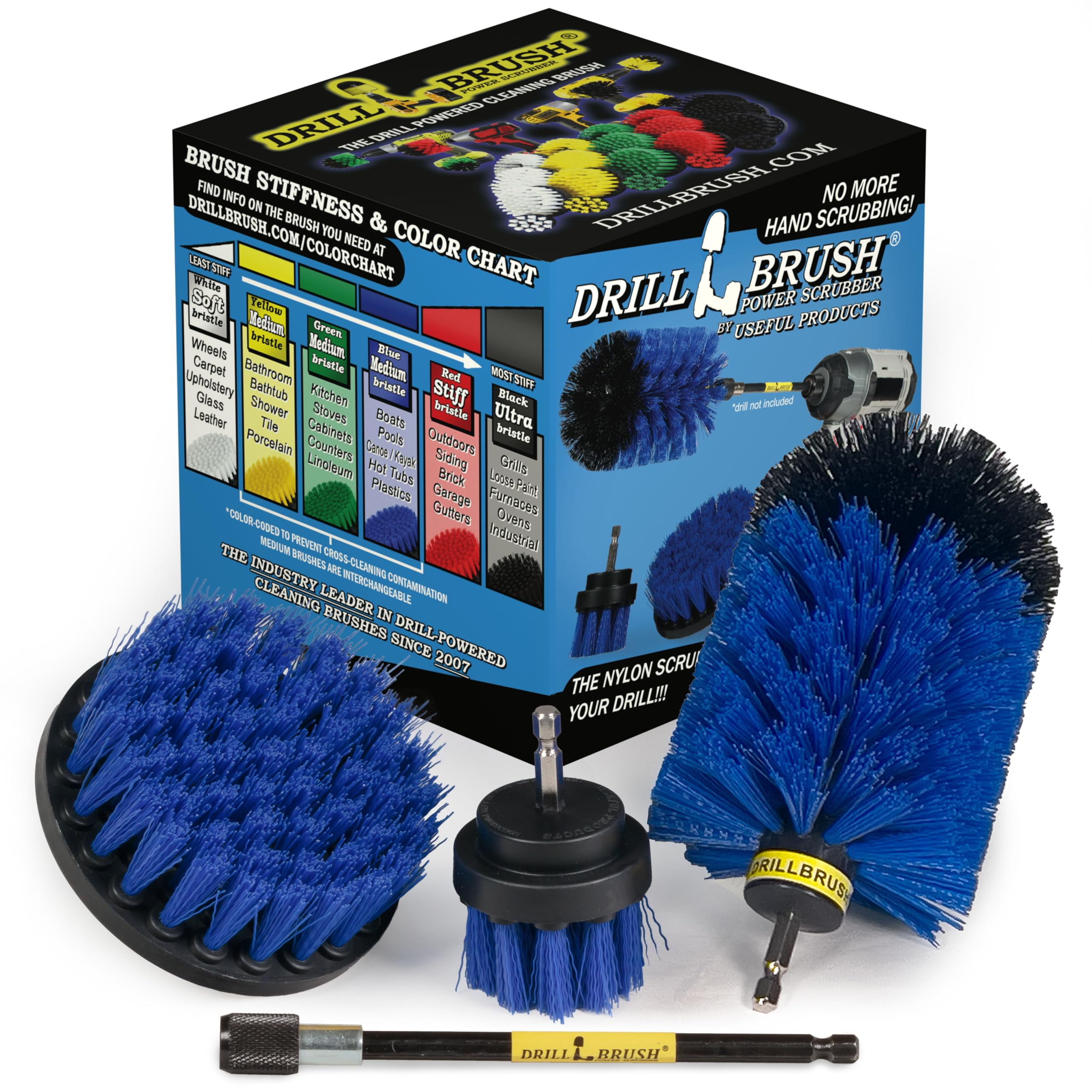Aquatic All-Purpose Cleaning Brush Set - Medium Stiffness Blue Brushes ...