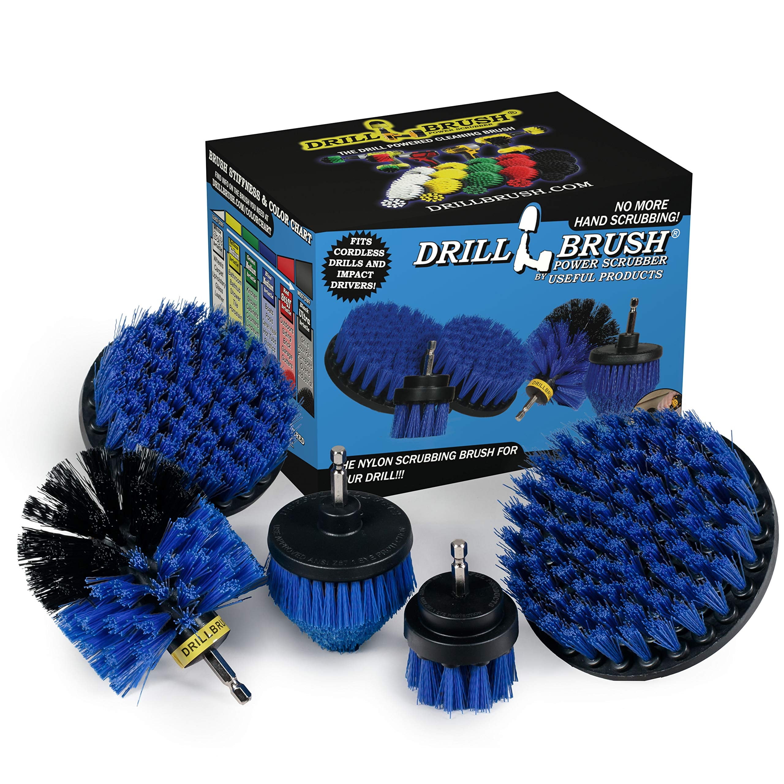 Drillbrush Blue Medium Aquatic All-Purpose Cleaning Brush Set - Medium ...