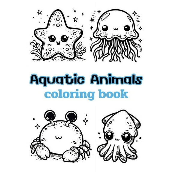Aquatic Animals coloring book: Children's coloring pages + word search ...