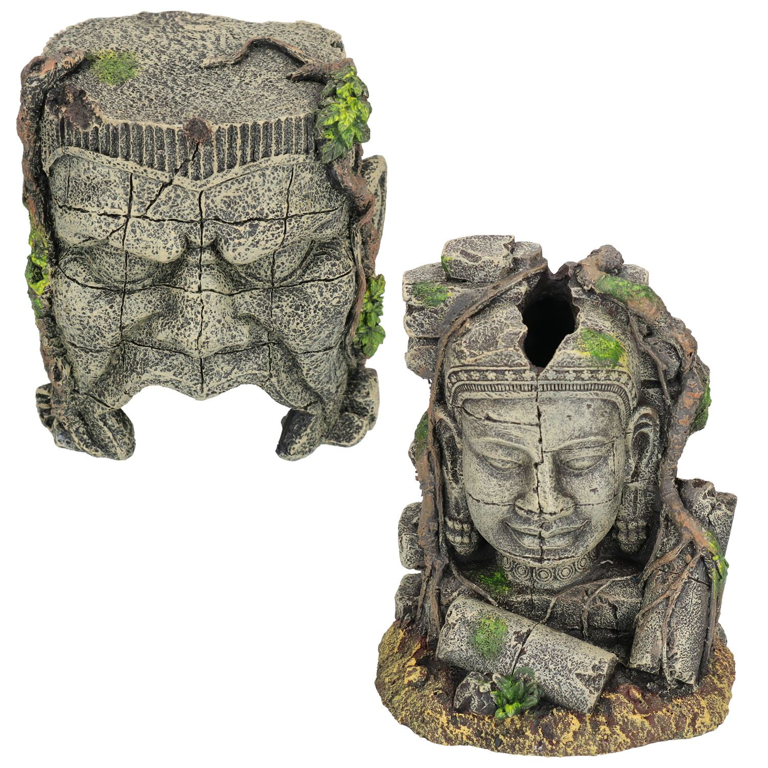 Aquatic Aquarium Ancient Tunnel & Stone Head Ruin Fish Tank Ornament ...