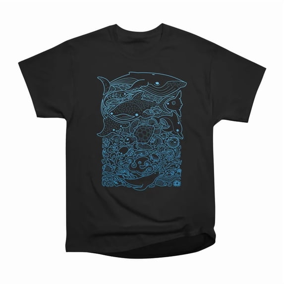 Aquatic Blues 2 outline T-Shirt Tee Gift For Him Merch For Her Apparel ...