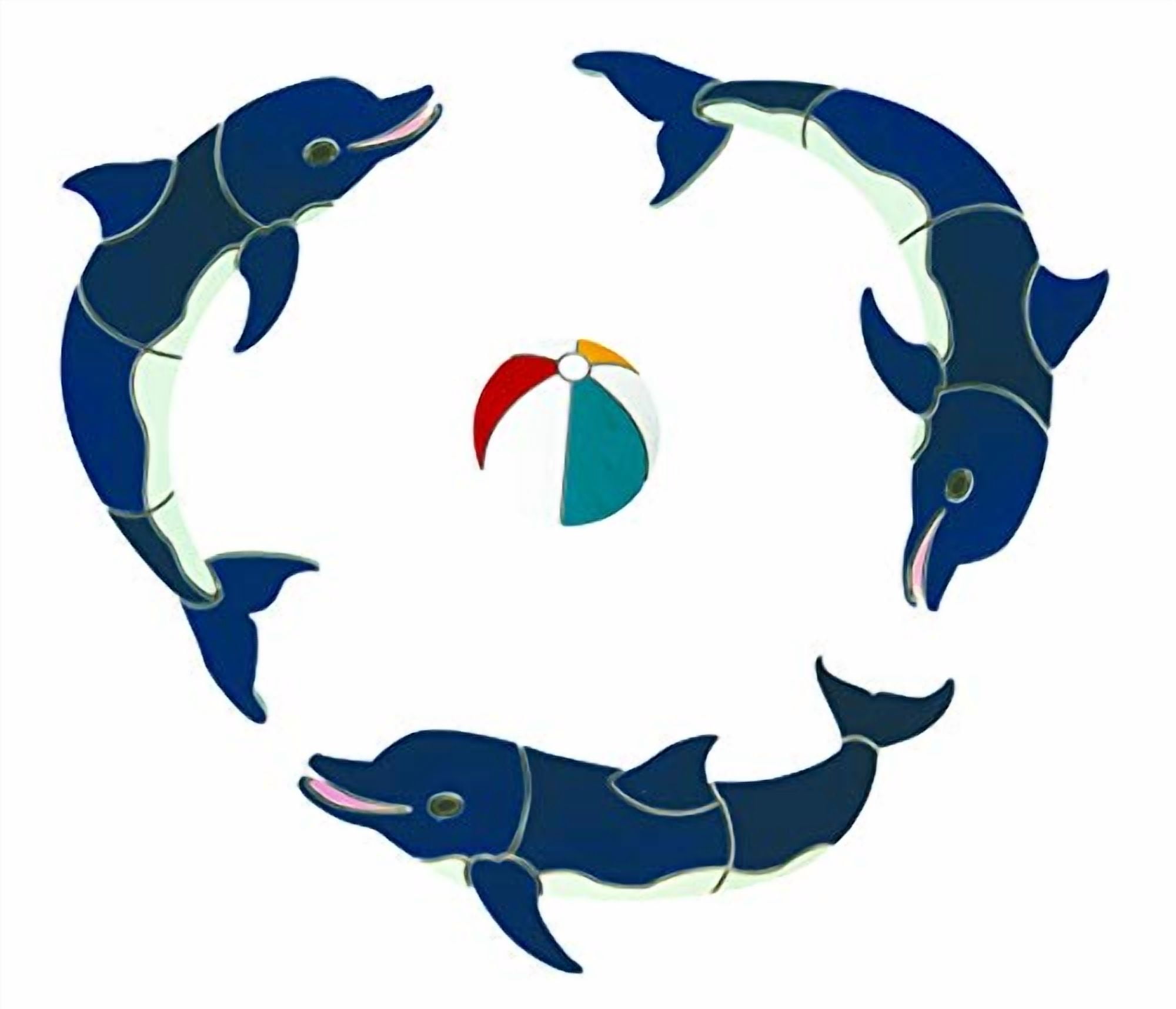 Aquatic Custom Tile 3 Dolphin Grouping with Beach Ball Porcelain ...