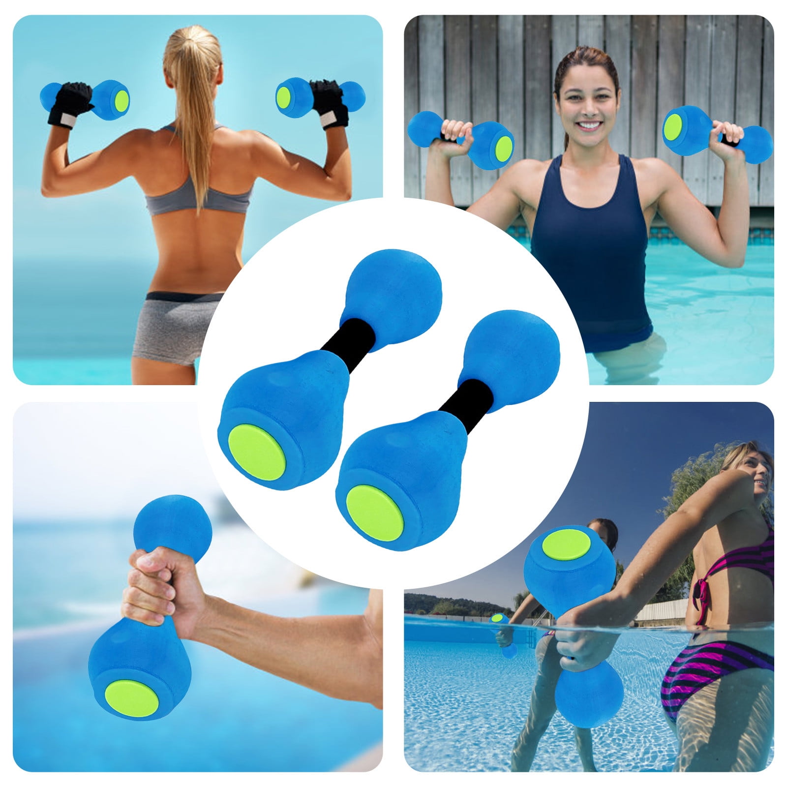Aquatic Dumbells Set Of 2 Water Dumbells Pool Resistance Water Weight ...