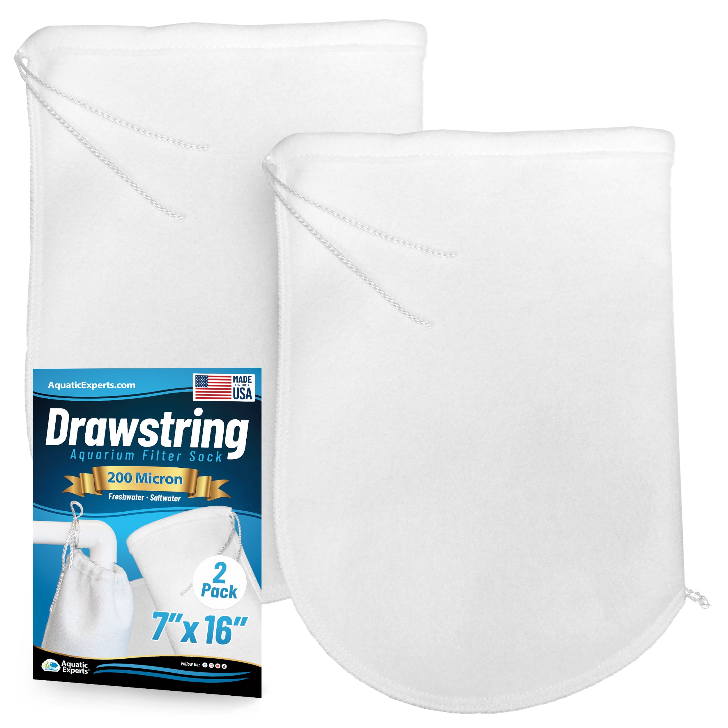 Aquatic Experts 200-Micron Felt Filter Socks, XL Reusable Aquarium ...