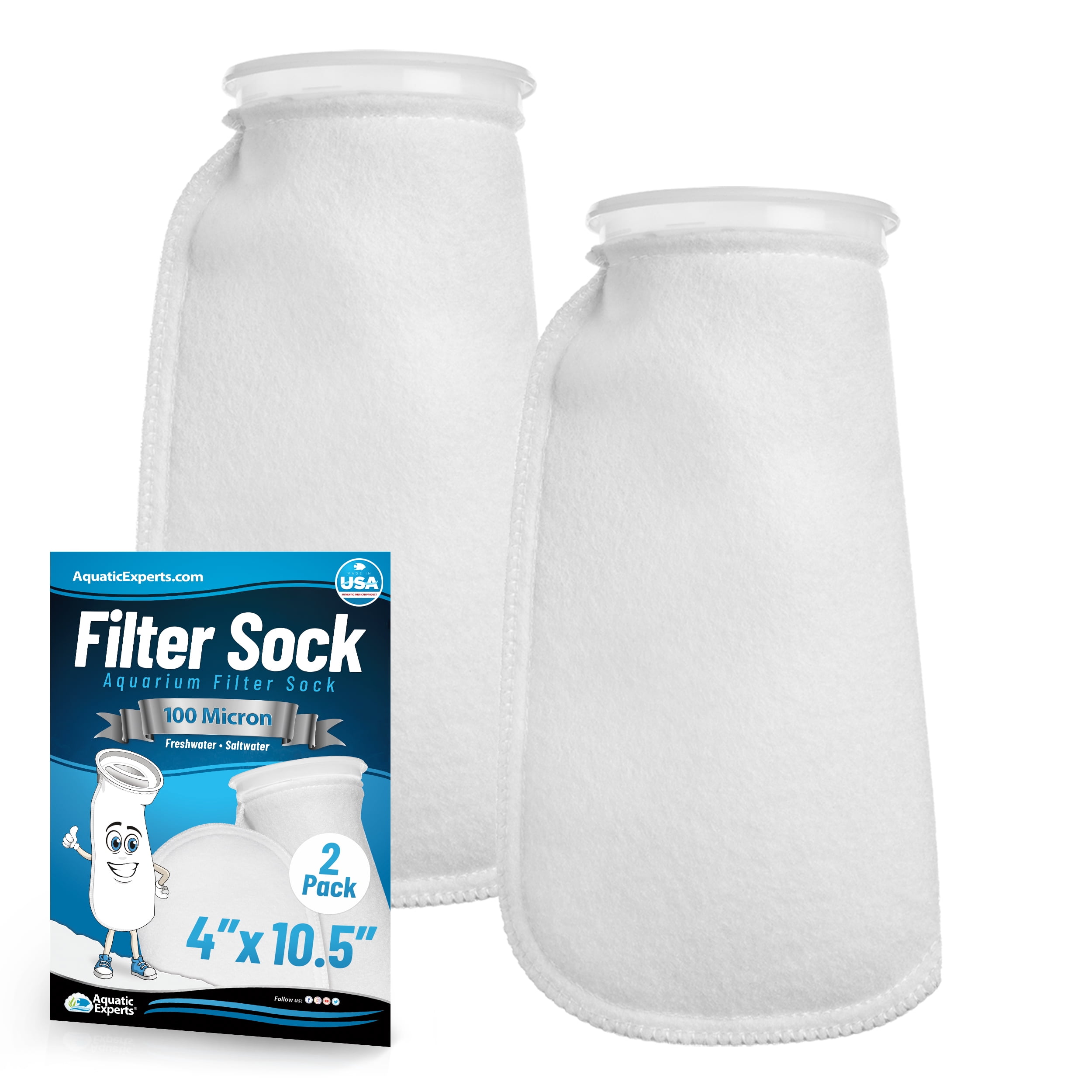 Aquatic Experts 4 inch Ring 100 Micron Felt Filter Socks - Medium, 2 ...