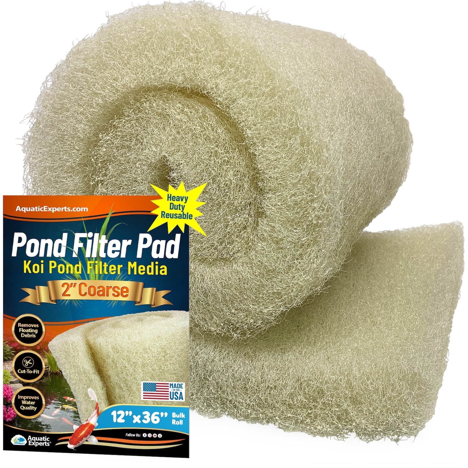 Aquatic Experts Durable Koi Pond Filter Media Material, 2-inch Thick ...