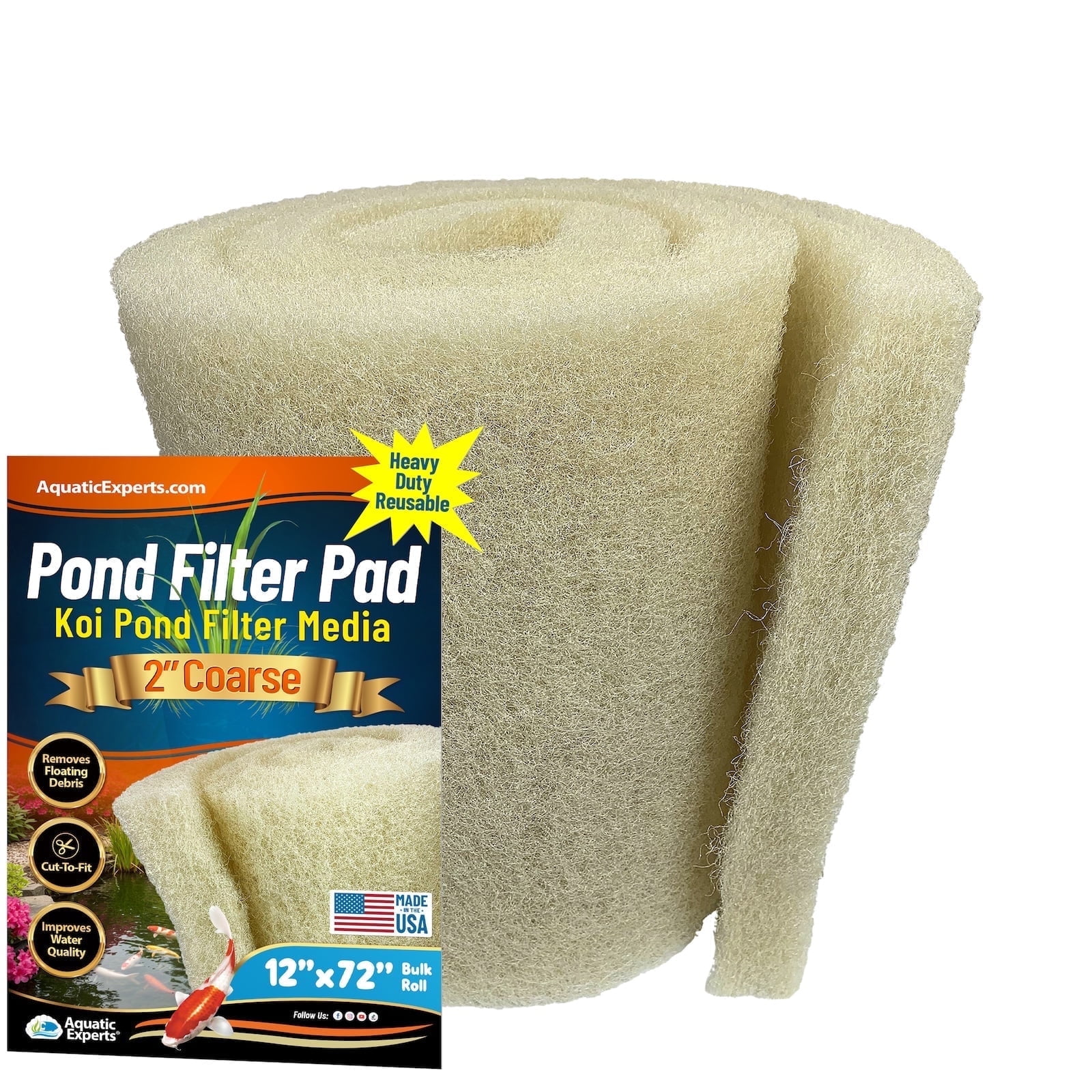 Aquatic Experts - Classic Durable Koi Pond Coarse Cream Reusable Filter ...