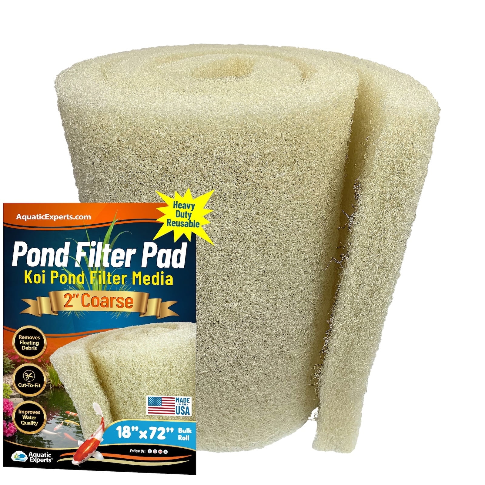 Aquatic Experts - Classic Durable Koi Pond Coarse Cream Reusable Filter ...