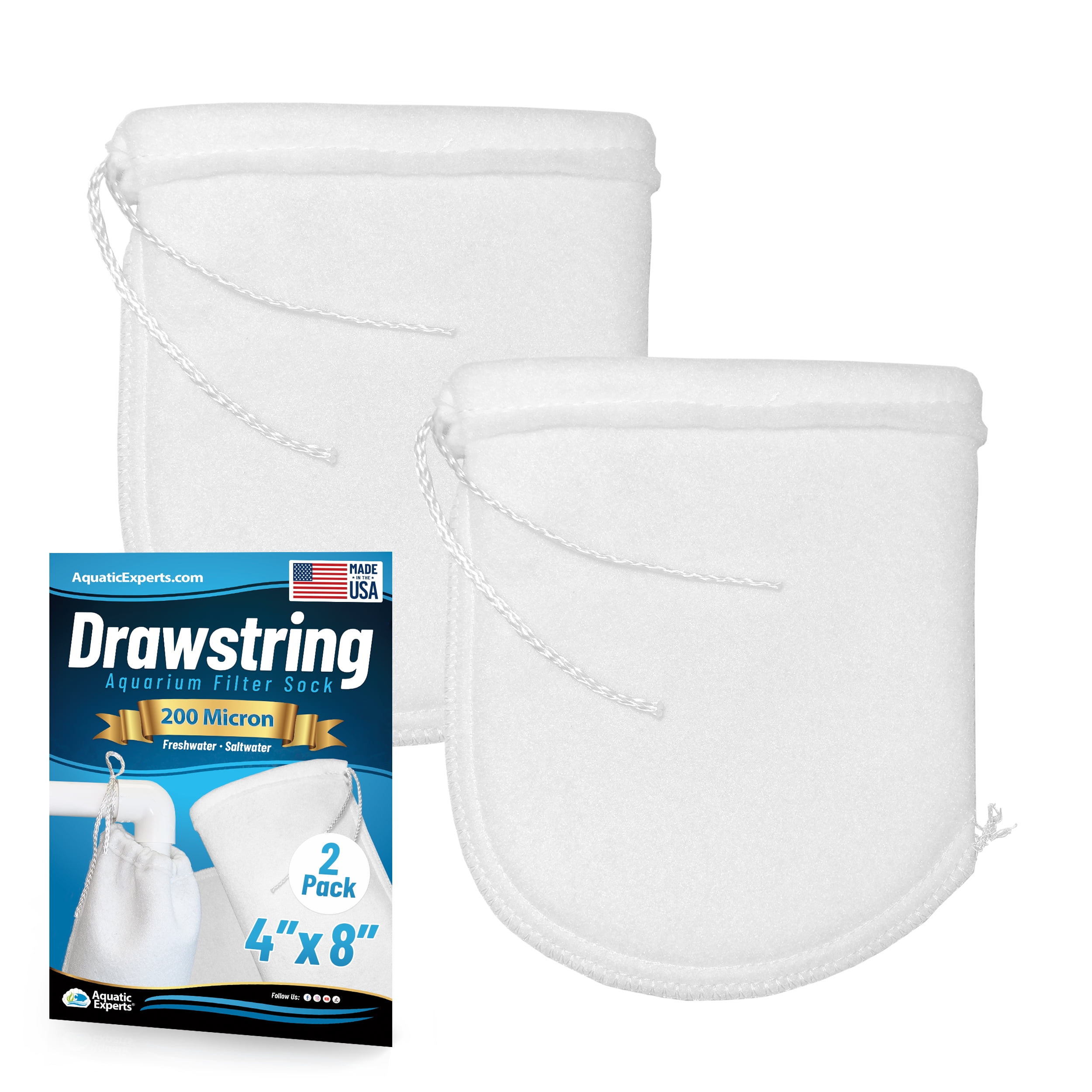 Aquatic Experts Drawstring Felt Filter Socks 4 inch Opening 200 Micron ...