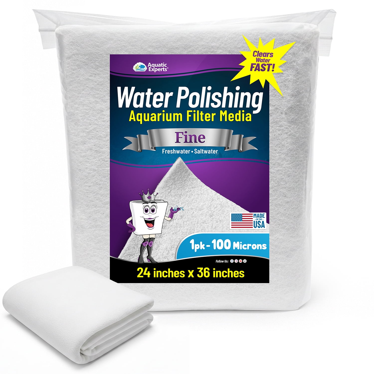 Aquatic Experts - Polishing Filter Pad Prefilter Media, 100-Micron ...